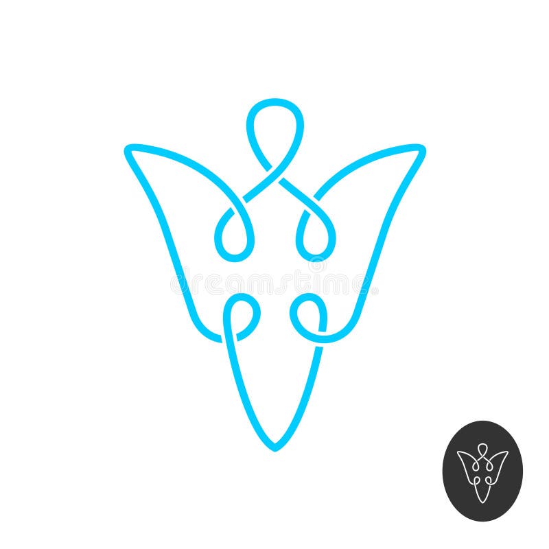 Angel with Wings Silhouette. Flying Angel Linear Style Logo Icon Stock ...