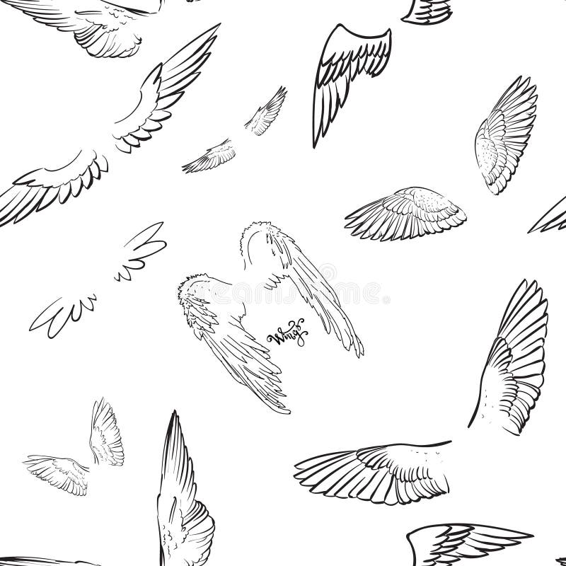 Angel Wings Texture Pattern Vector Drawing Stock Vector - Illustration ...