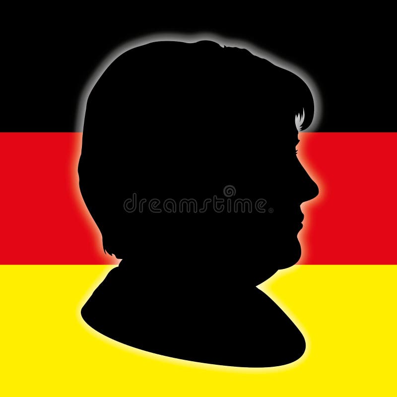 Angela Merkel Silhouette with Germany Flag Editorial Image ...