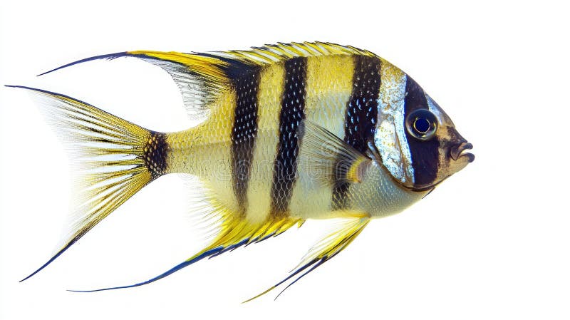 Angelfish is Captured in a Striking Pose Displaying Its Unique Striped ...