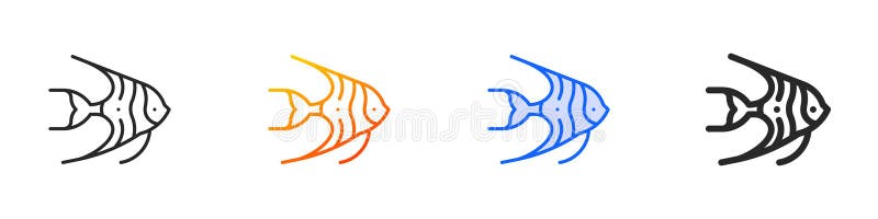 Angelfish Icon.Thin Linear, Gradient, Blue Stroke and Bold Style Design Isolated on White ...