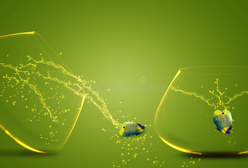 Angelfish Jumping Out of Fishbowl Stock Image - Image of ideas, concept ...