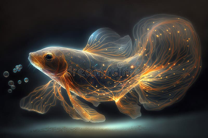 Angelfish with Long Flowing Fins, with Translucent Streamline ...