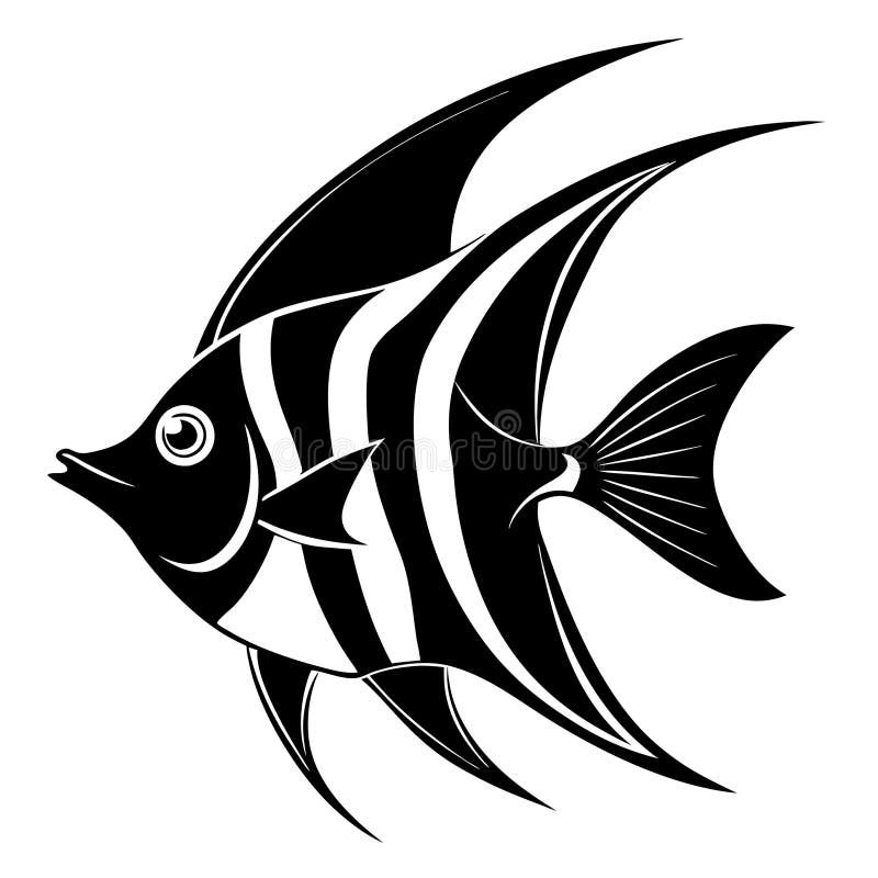 Angelfish Silhouette Vector Illustration Stock Vector - Illustration of ...