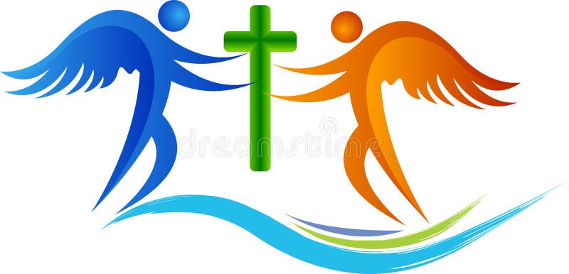 Angeli che pregano logo illustrazione vettoriale. Illustrazione di gesù ...