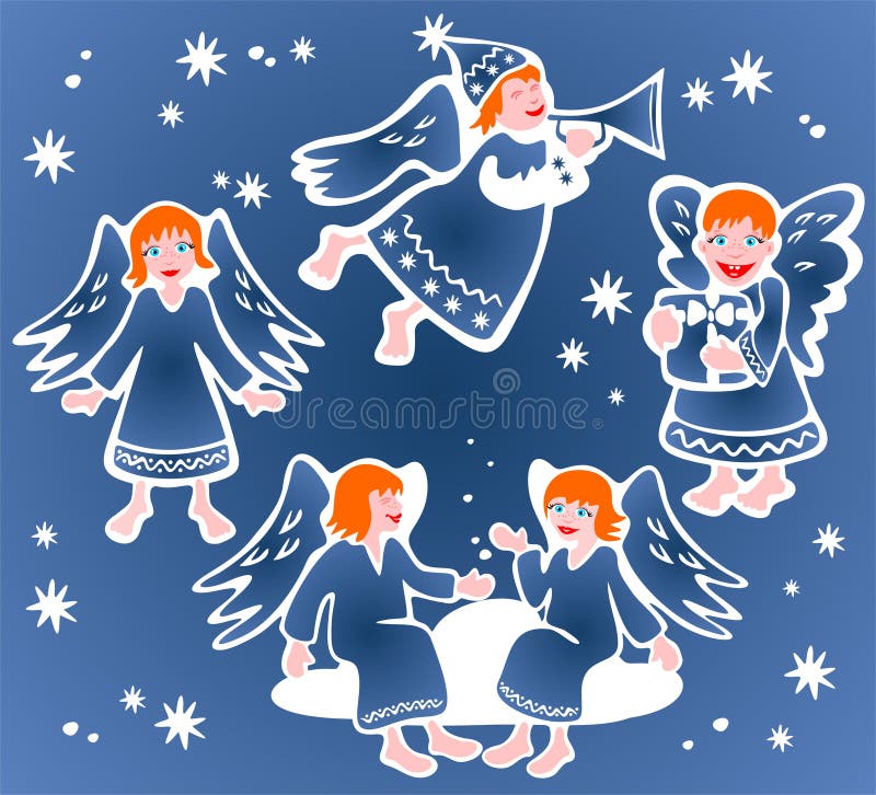 Angeli di Natale illustrazione vettoriale. Illustrazione di fumetto ...