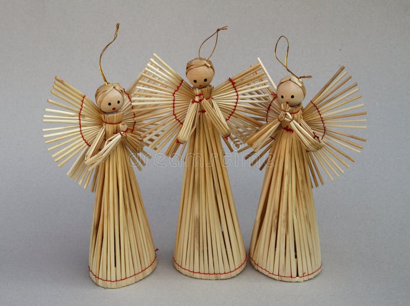 Angeli Di Natale Della Paglia Immagine Stock - Immagine di gioia ...