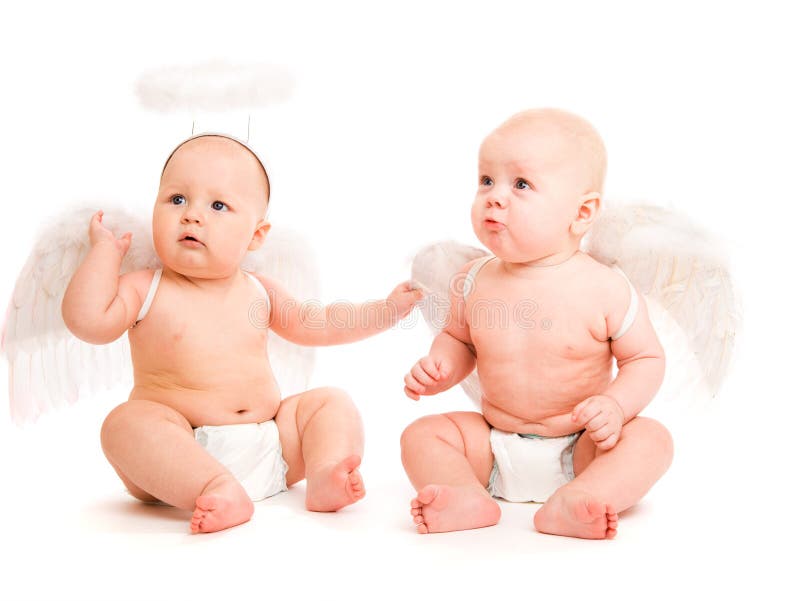 Angel with heart stock photo. Image of curious, diaper - 12070754