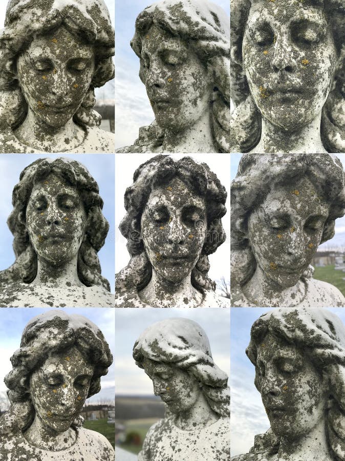 Angelic Female Head Stone Statue Face Stock Image - Image of angle ...