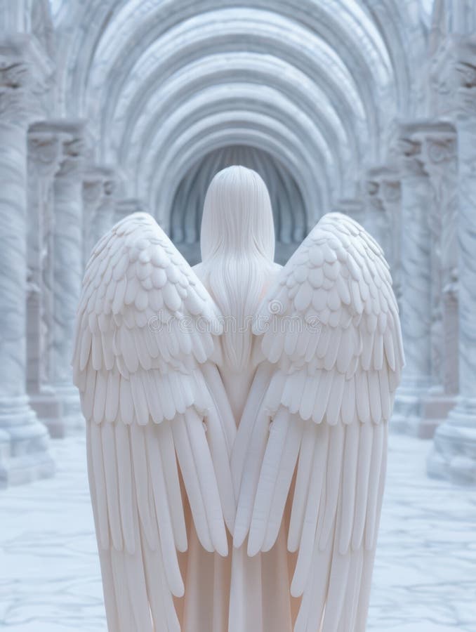 Angelic Figure in a Surreal Architectural Space Stock Illustration ...