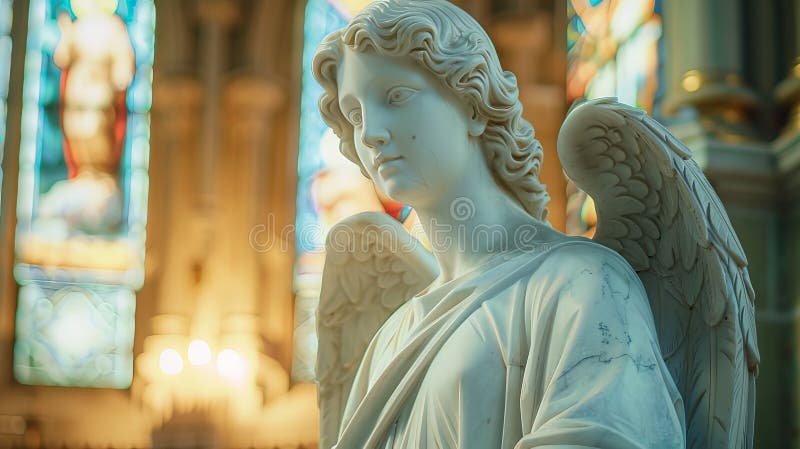 Angelic Statue in a Serene Setting Stock Illustration - Illustration of ...
