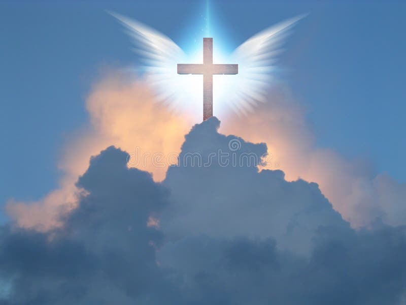 Cross with wings stock vector. Illustration of monochrome - 22292406