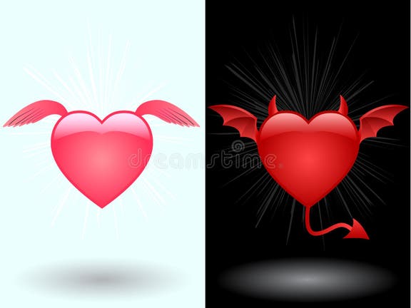 Cuore di angelo e demone illustrazione di stock. Illustrazione di bello ...