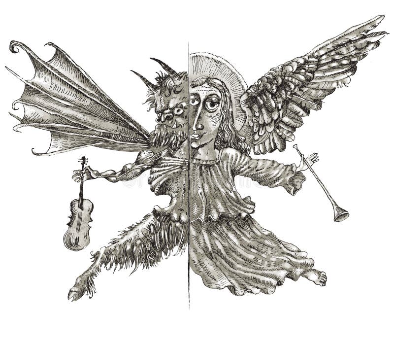 Angelo e demone (vettore) illustrazione vettoriale. Illustrazione di ...