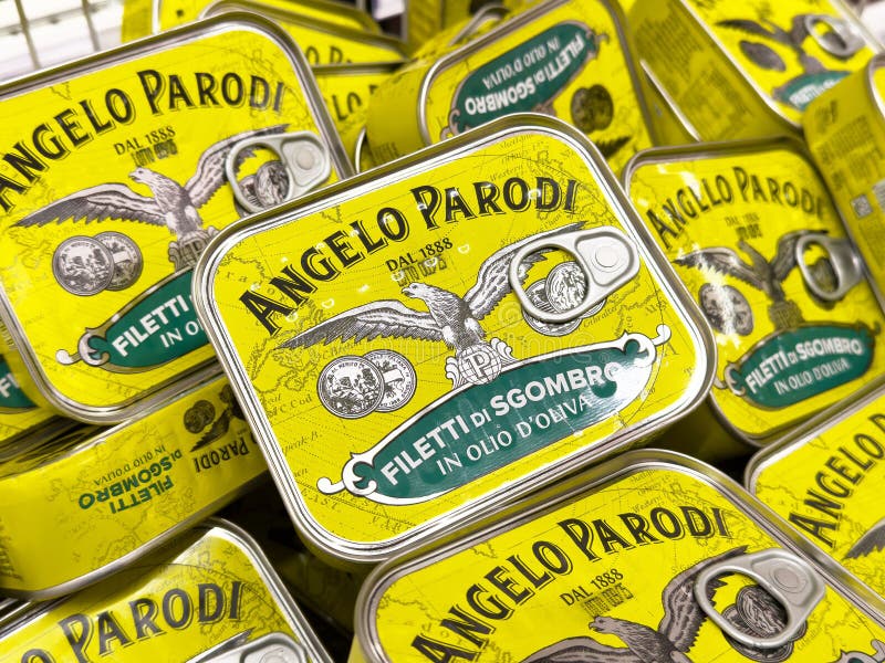 Angelo Parodi Mackerel Fillets Tin Cans with Vibrant Yellow Packaging ...