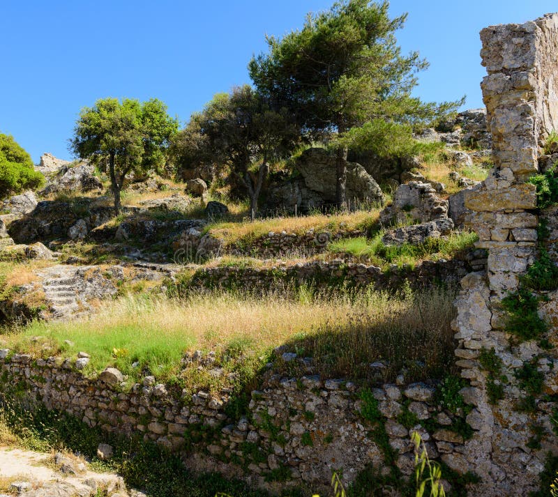 Old Ruins Of Angelokastro Fortress, Corfu, Greece Stock Photo - Image ...