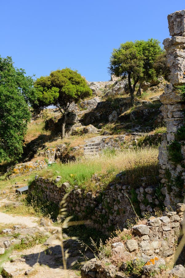 Old Ruins of Angelokastro Fortress, Corfu, Greece Stock Image - Image ...