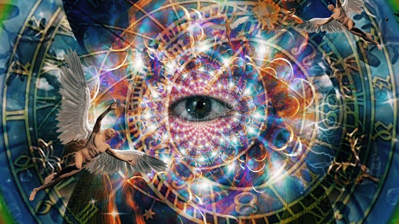Angels and All Seeing Eye in Endless Dimensions Stock Footage - Video ...