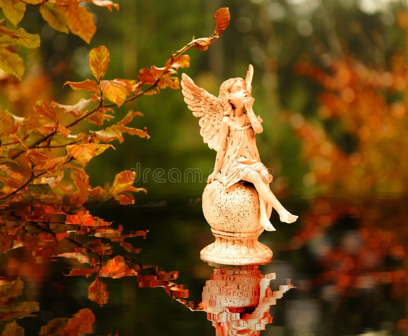 Angels in the autumn stock photo. Image of leaves, religion - 35336694