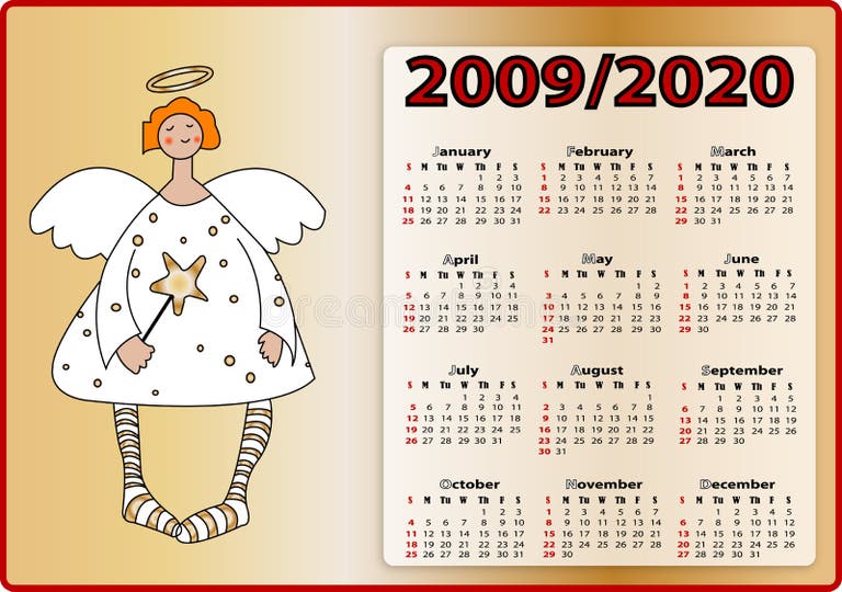 Angels Calendar 2009 and 2020 Stock Illustration - Illustration of ...