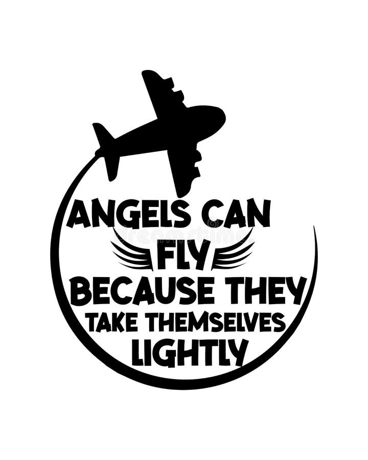 Angels Can Fly because they Take Themselves Lightly. Hand Drawn ...