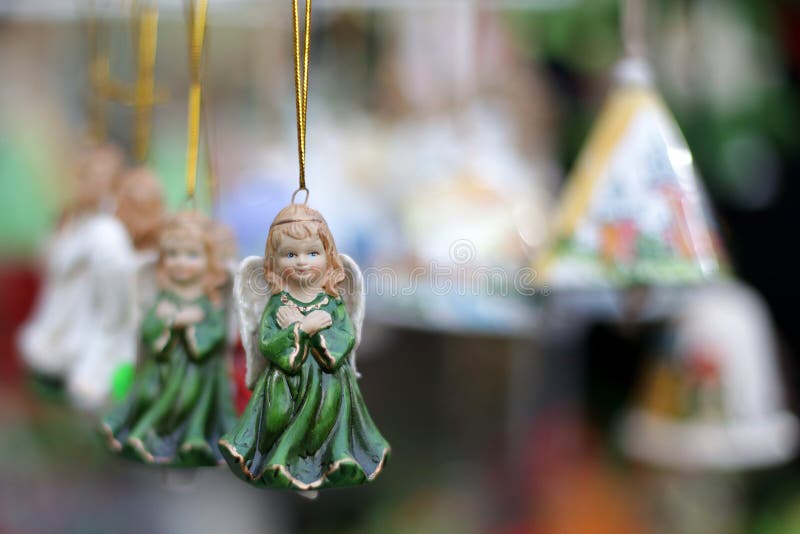 Angels at christmas market stock photo. Image of reflection - 84683980