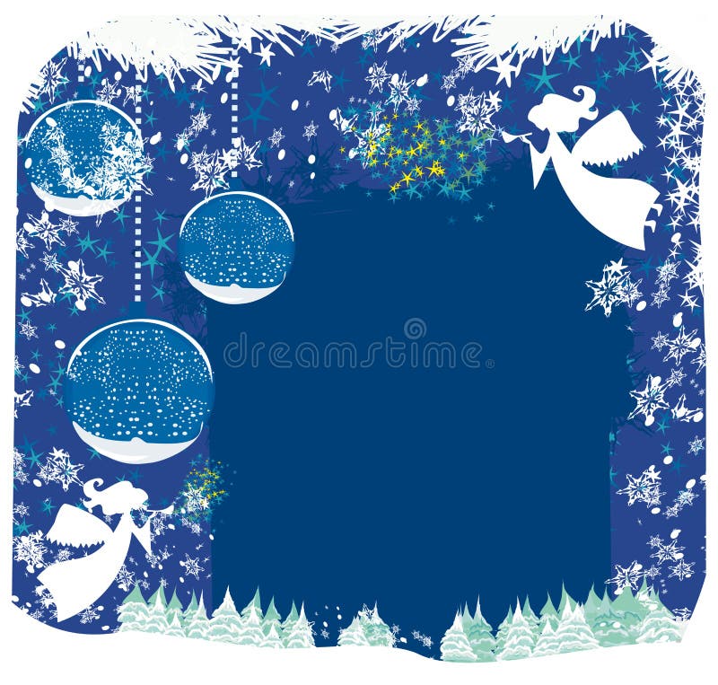 Angels and Christmas trees stock vector. Illustration of decoration ...