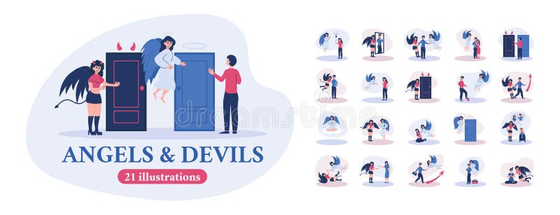 Angels and Devils Set stock vector. Illustration of creative - 248289541