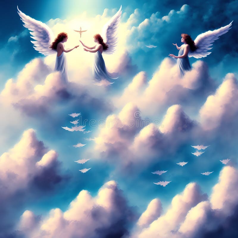 Angels, Generative AI Illustration Stock Illustration - Illustration of ...