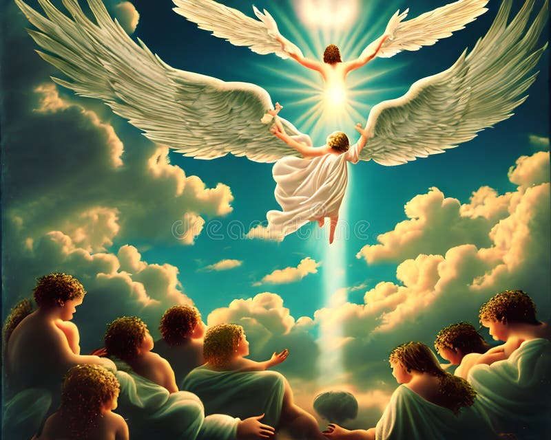 Angels, Generative AI Illustration Stock Illustration - Illustration of ...