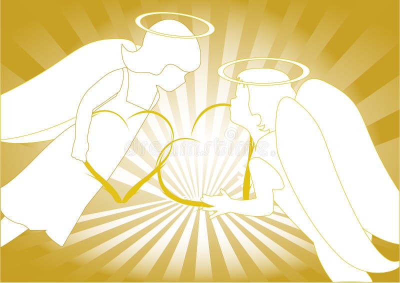 Angels with heart stock illustration. Illustration of loving - 7717898