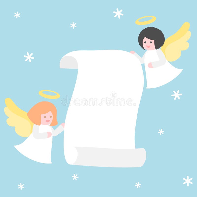 Angels Holding Scroll - Pastel Stock Vector - Illustration of flat ...
