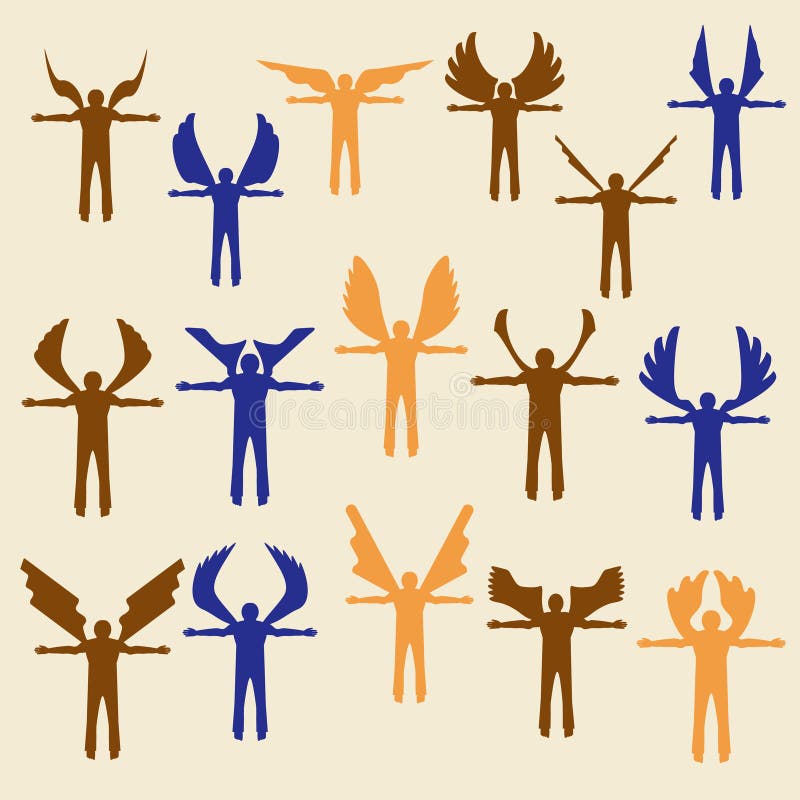 Angels Linear Icon Set. Different Wing Styles. Editable and Design ...