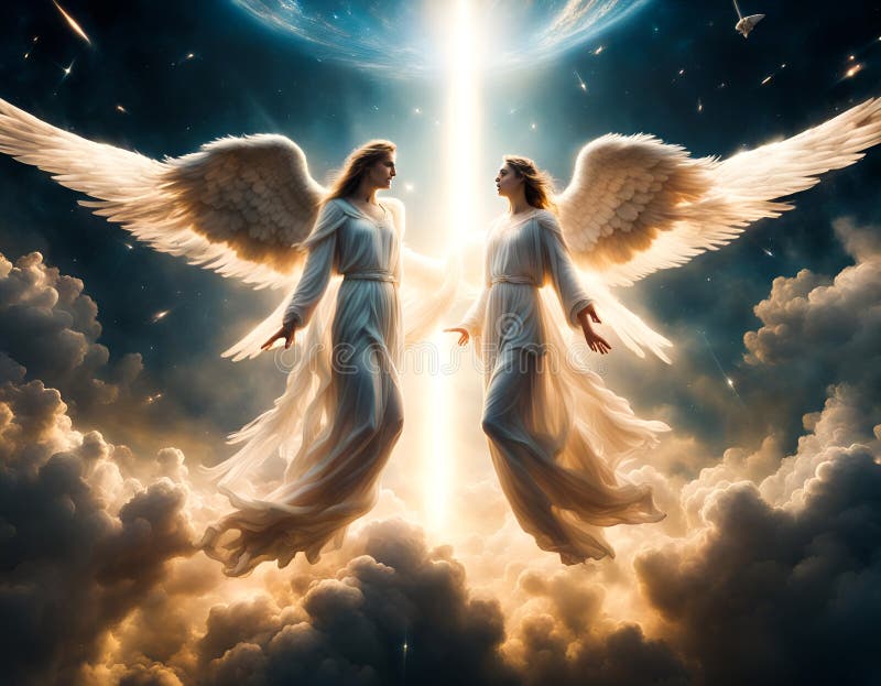 Angels in outer space stock illustration. Illustration of heaven ...