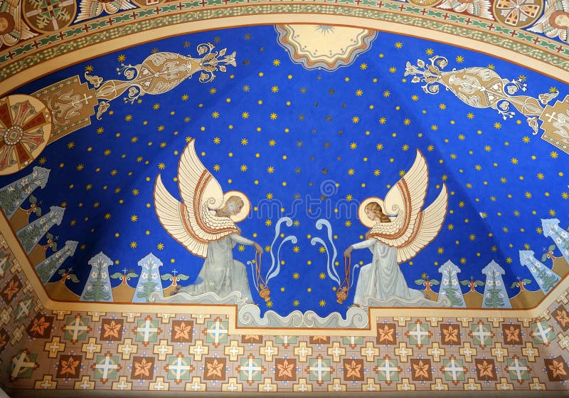 Angels Painted on the Ceiling of the Church. Editorial Photography ...