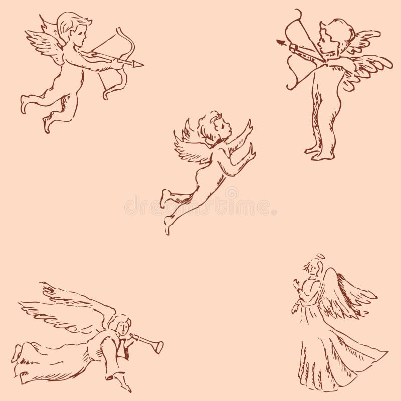 The Angels. Pencil Sketch by Hand. Vintage Colors Stock Vector ...