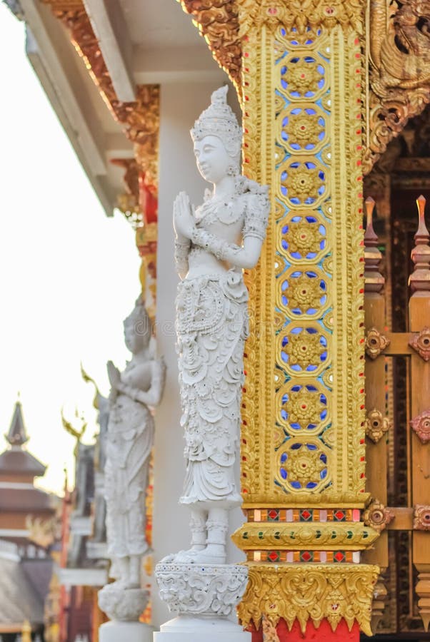 Angels Statue Thai Temple stock photo. Image of antique - 57130058