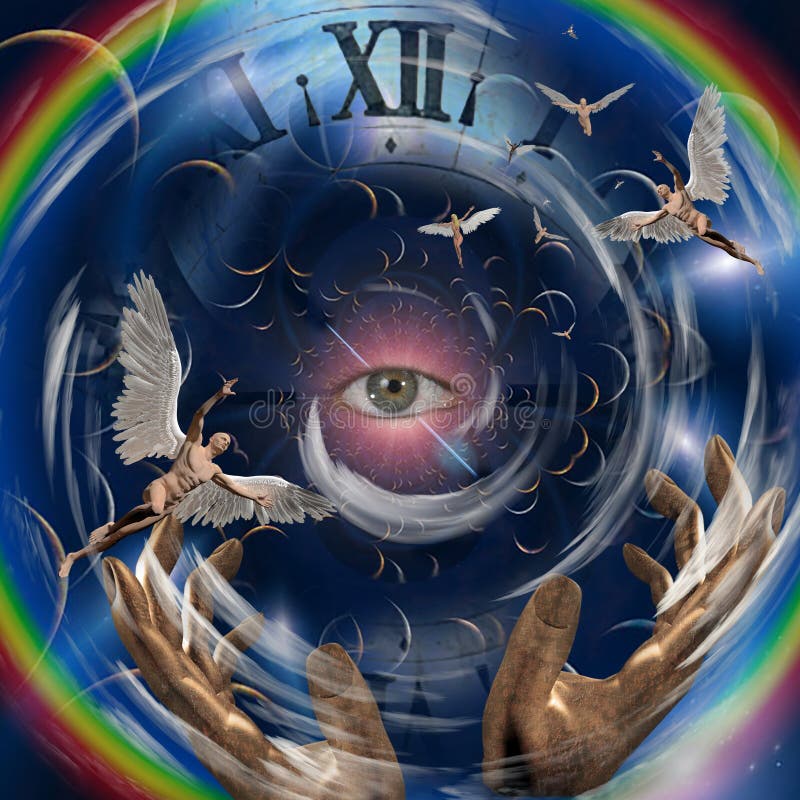 Angels and all seeing eye stock illustration. Illustration of ...