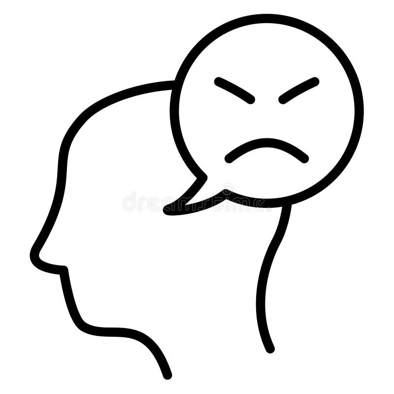 Anger or Angry Mad Emotion Single Isolated Icon with Outline Style ...