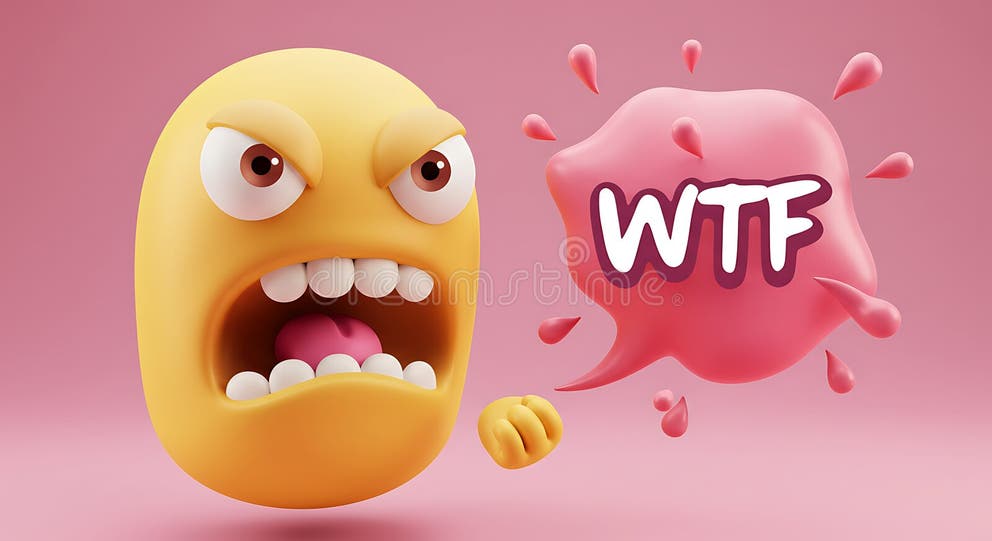 Anger Expression with Text Bubble Questioning, Cartoonish Style Stock ...