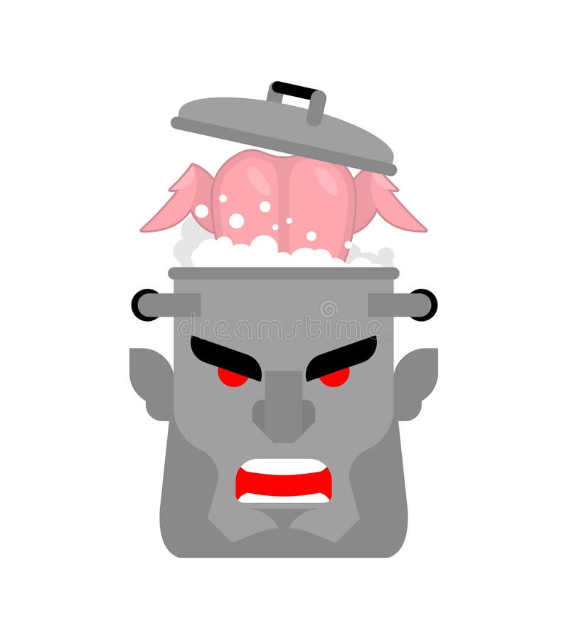 Anger Head Boiling Pot Isolated. Rage Face Pot is Boiling Stock Vector ...