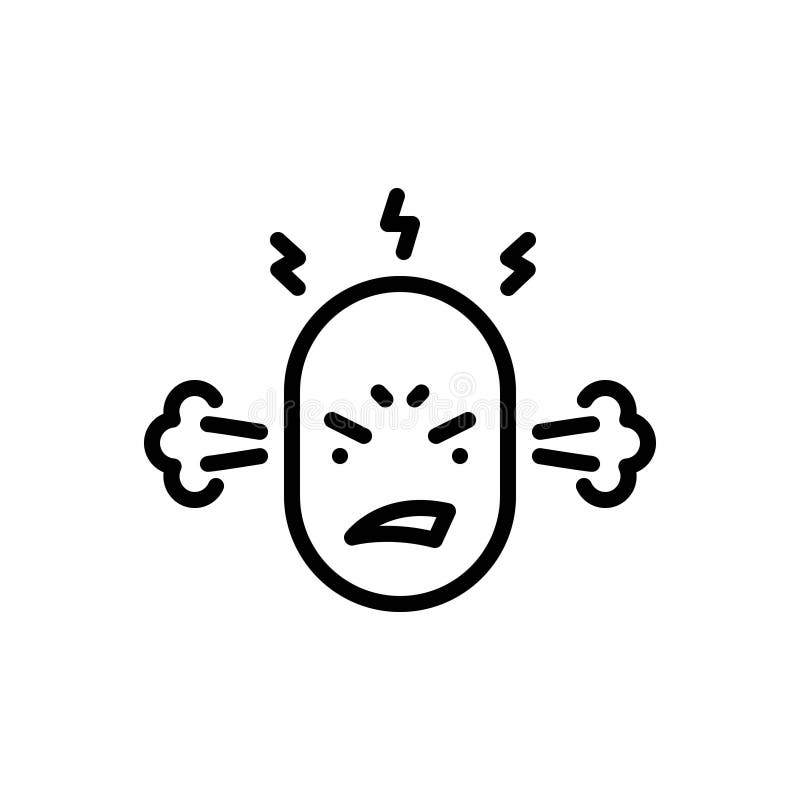 Black Line Icon for Anger, Angry and Mad Stock Vector - Illustration of ...
