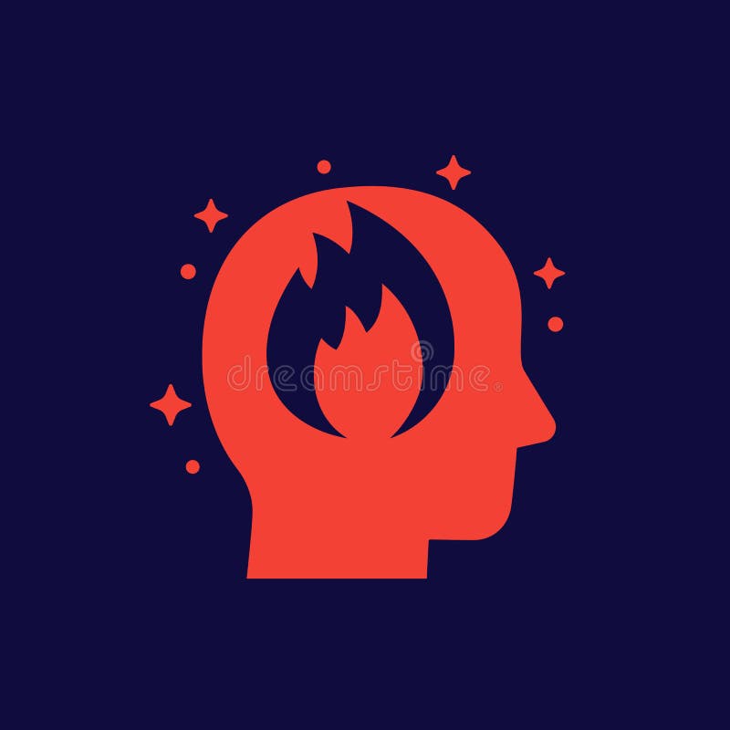 Anger Icon with Head and Fire Stock Vector - Illustration of icon ...