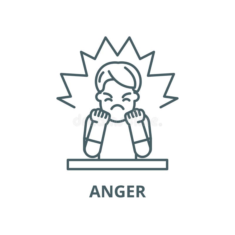 Anger Line Icon Concept. Anger Flat Vector Symbol, Sign, Outline ...