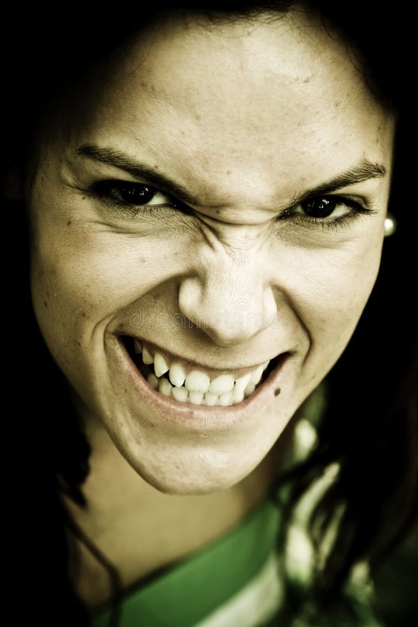 Face of Angry Woman with Evil Scary Eyes Stock Image - Image of looking ...