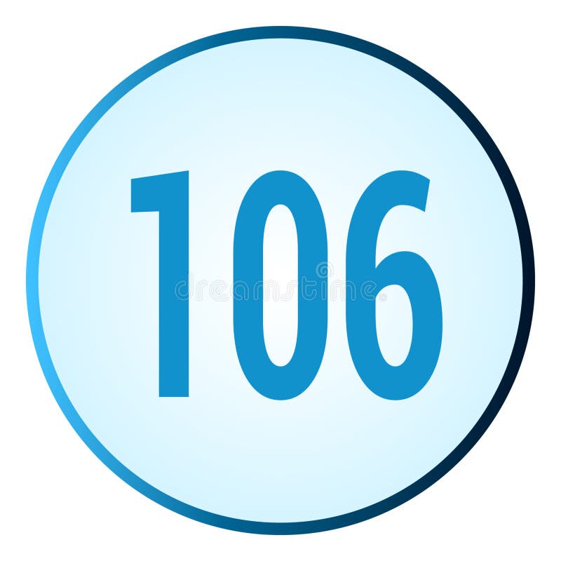 Number 106 Symbol or Logo with Round Frame in Blue Gradient Color Stock ...