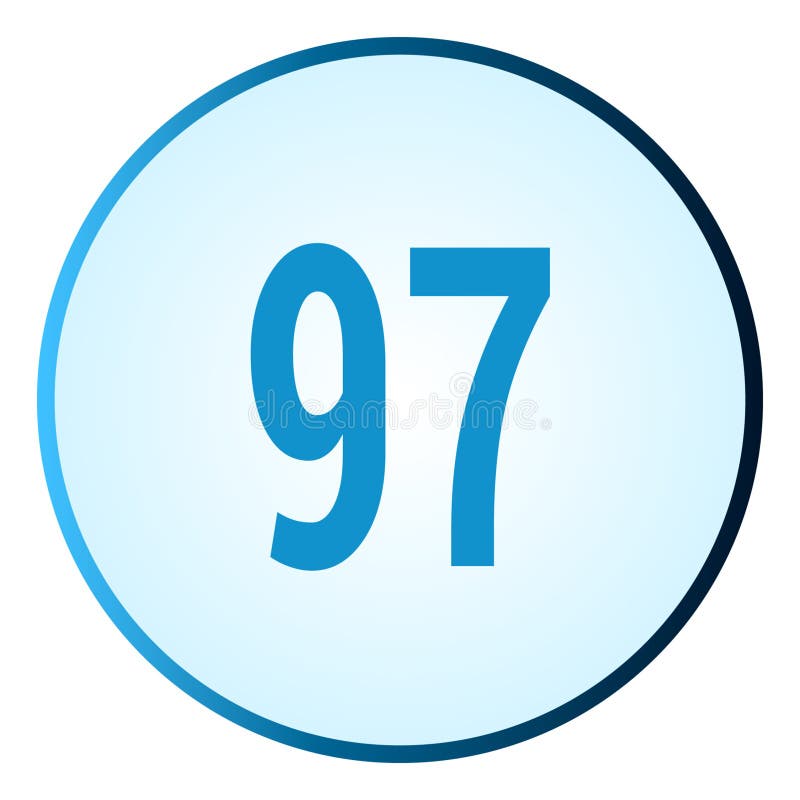 Number 97 Symbol or Logo with Round Frame in Blue Gradient Color Stock ...