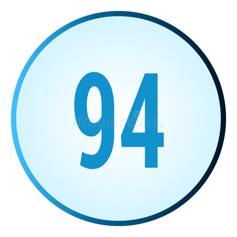 Number 94 Symbol or Logo with Round Frame in Blue Gradient Color Stock ...