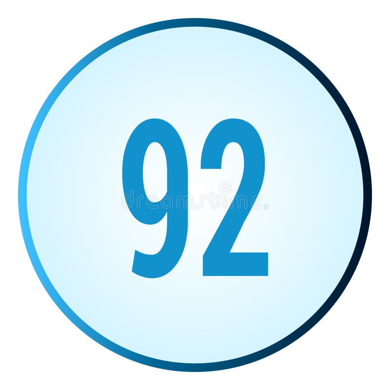 Number 92 Symbol or Logo with Round Frame in Blue Gradient Color Stock ...