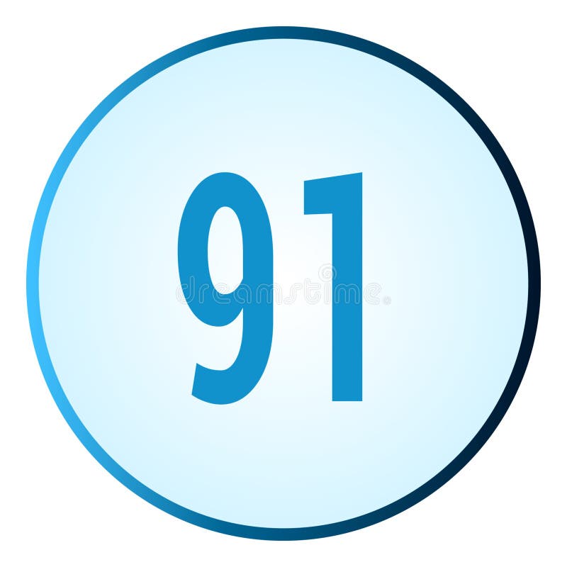 Number 91 Symbol or Logo with Round Frame in Blue Gradient Color Stock ...